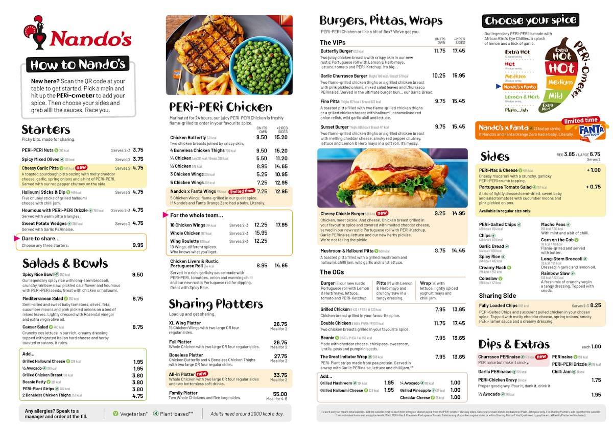 Menu at Nando's Bognor - Arun Retail Park restaurant, Bognor Regis