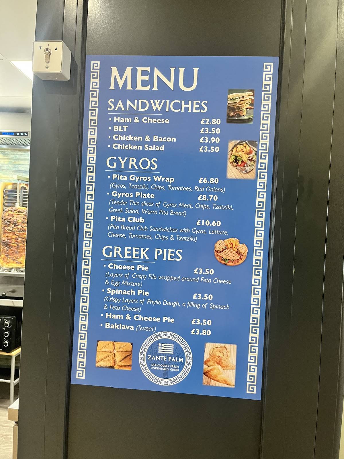 Menu at Zante Palm restaurant, Congleton