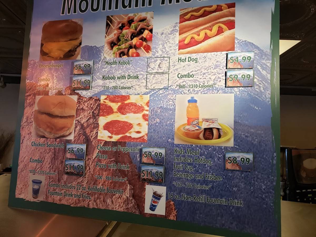 Menu at Pikes Peak Summit House restaurant, USA
