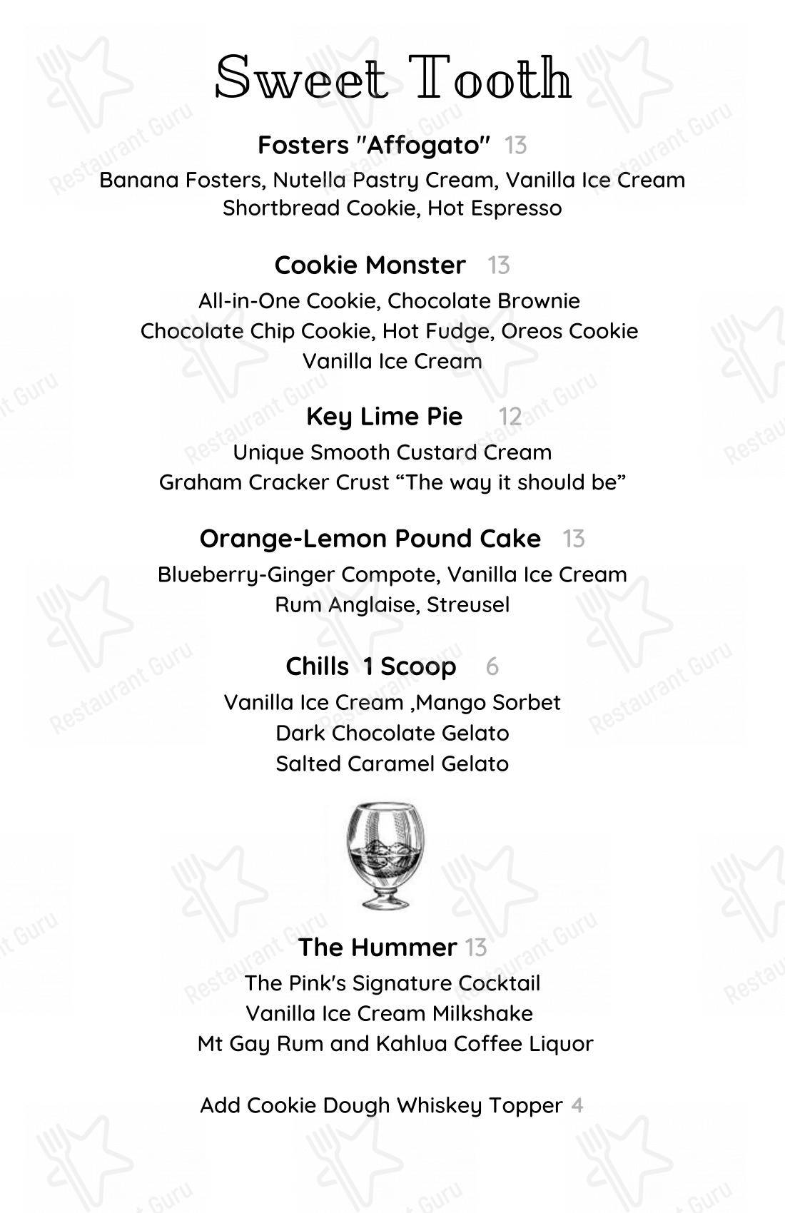 Menu at Pink Elephant pub & bar, Boca Grande