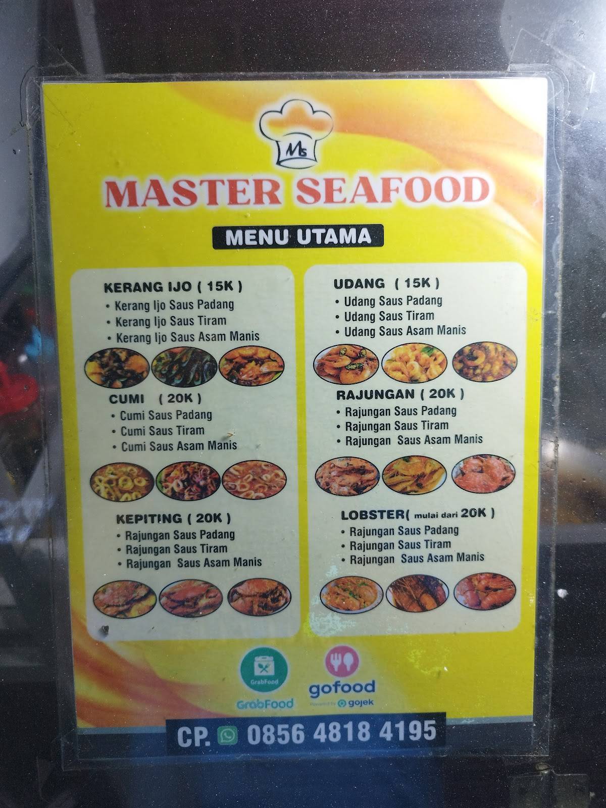 Menu at Master Seafood Tuban restaurant, Tuban