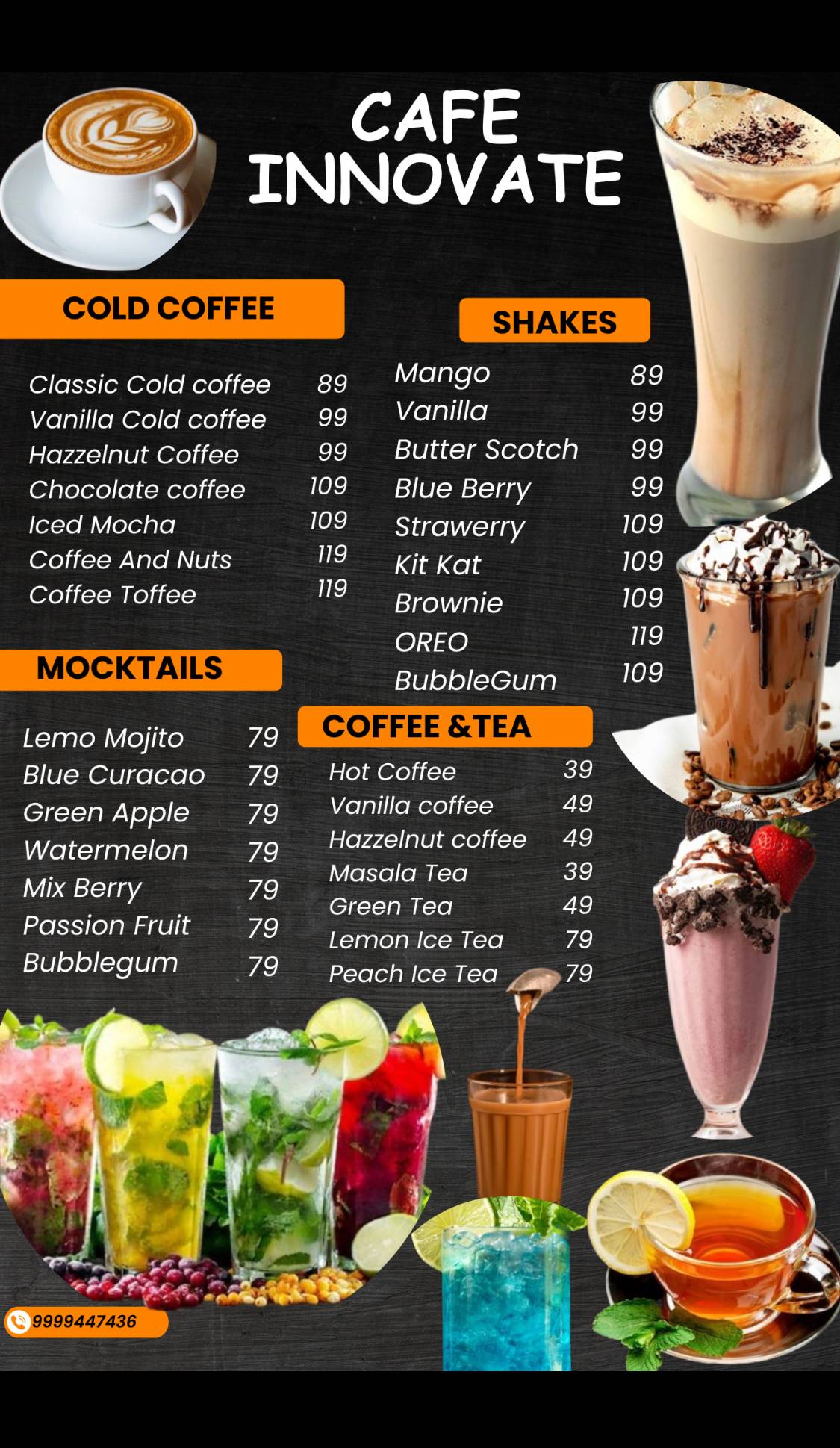 Menu at Cafe Innovate, Vrindavan