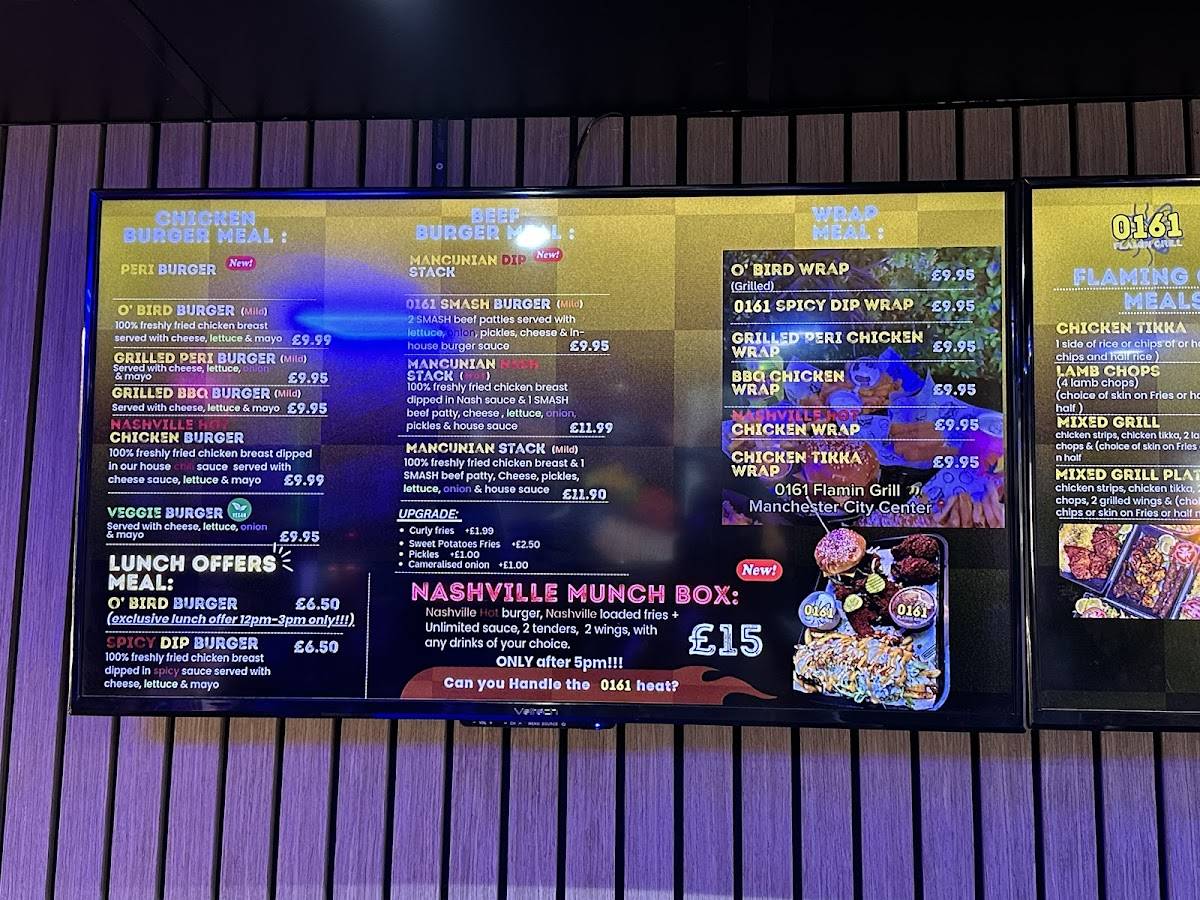 Menu at 0161 Flamin Grill fast food, Manchester
