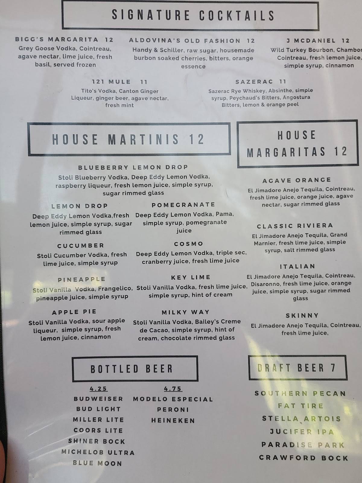 Menu at 121 Artisan Bistro steakhouse, Lake Charles
