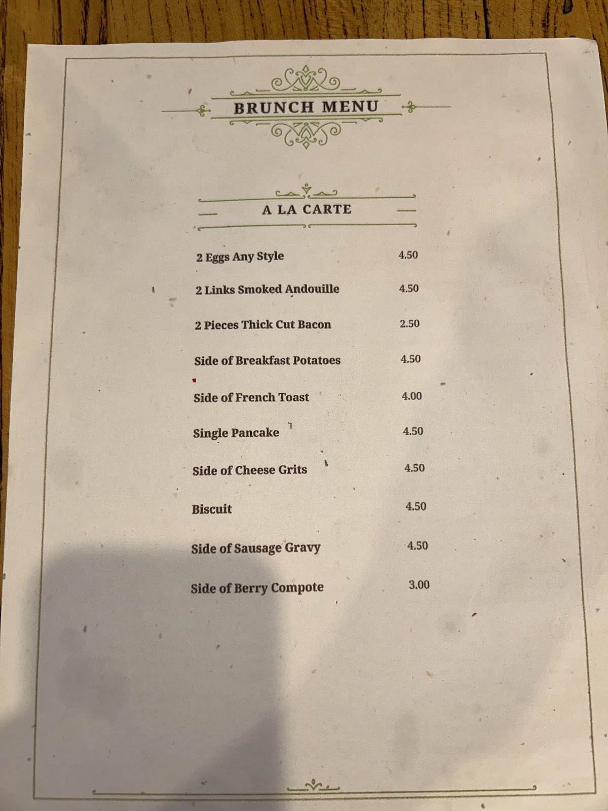 Menu at 121 Artisan Bistro steakhouse, Lake Charles