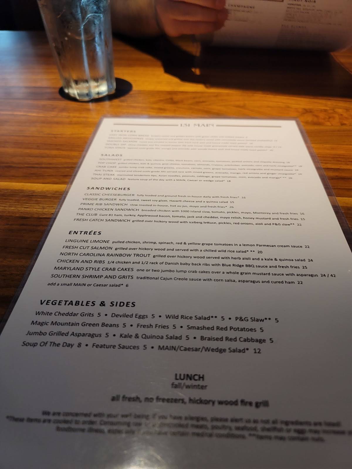 Menu at 131 MAIN Restaurant, Charlotte, Fairview Rd #100