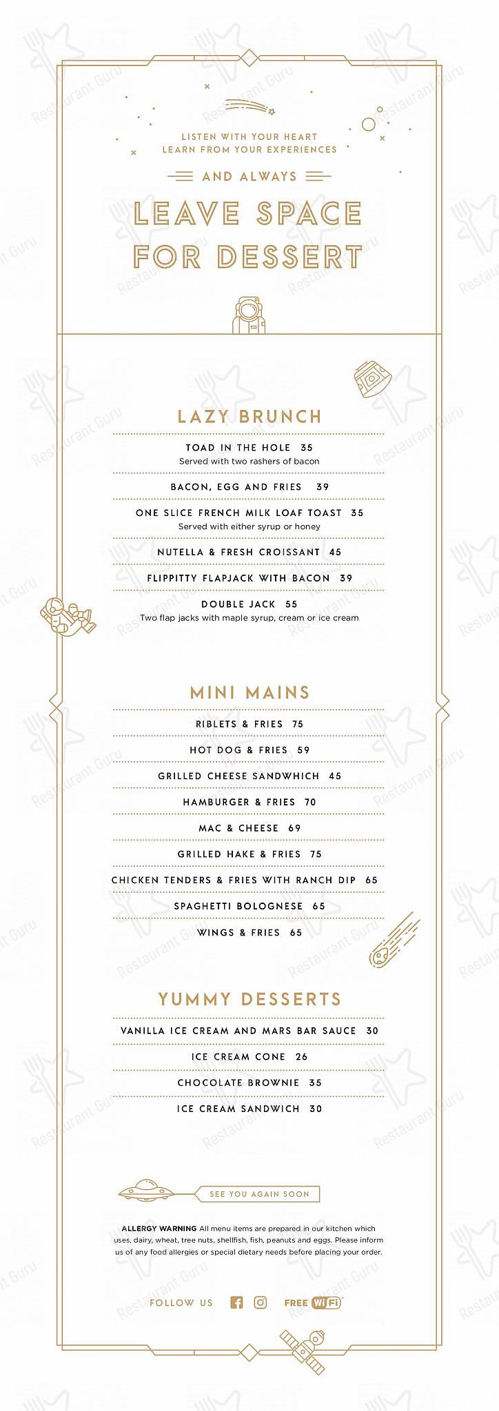 Menu at 1904 Bistro Américain restaurant, Kloof