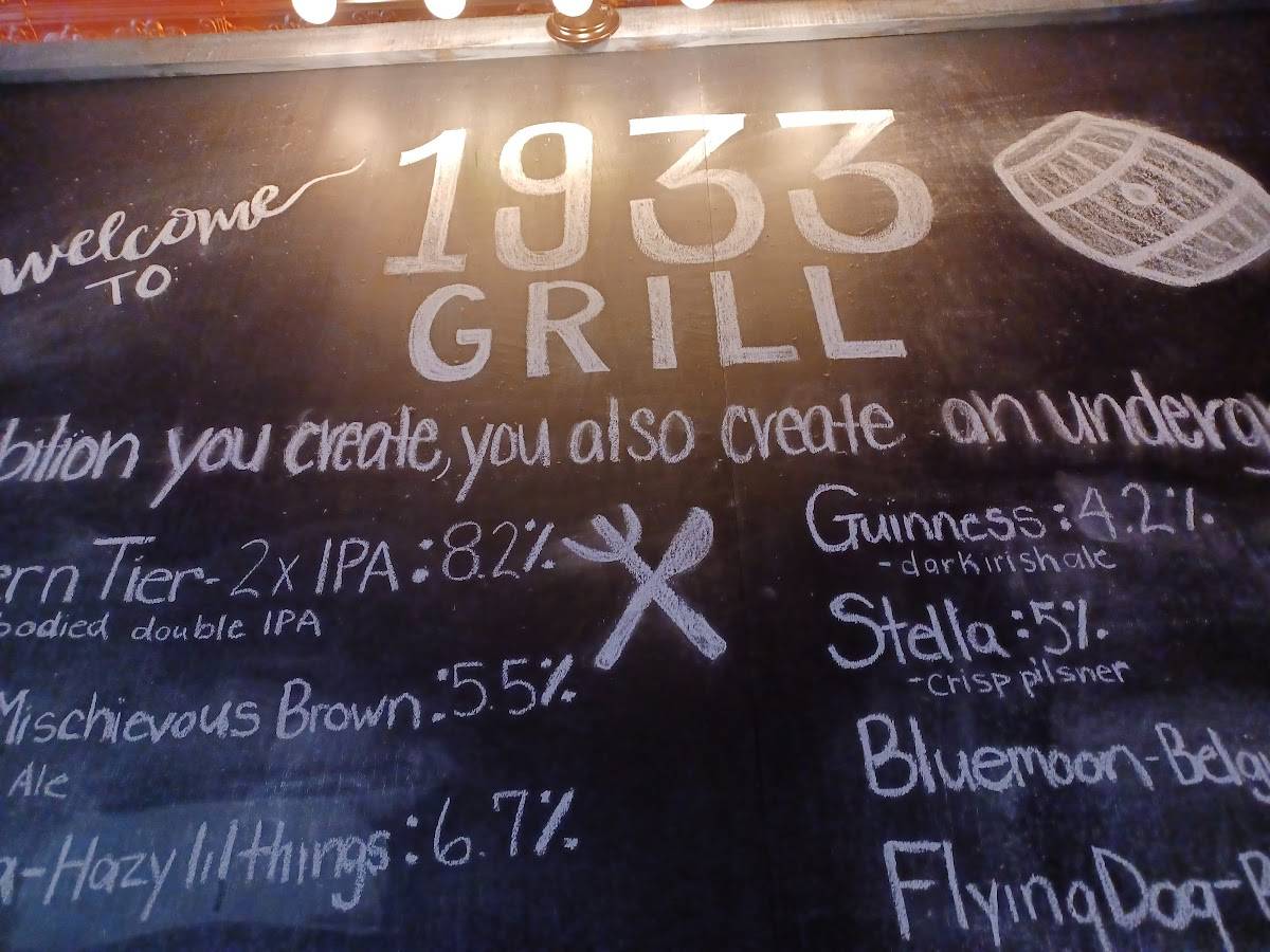 Menu at 1933 Grill pub & bar, Belle Vernon