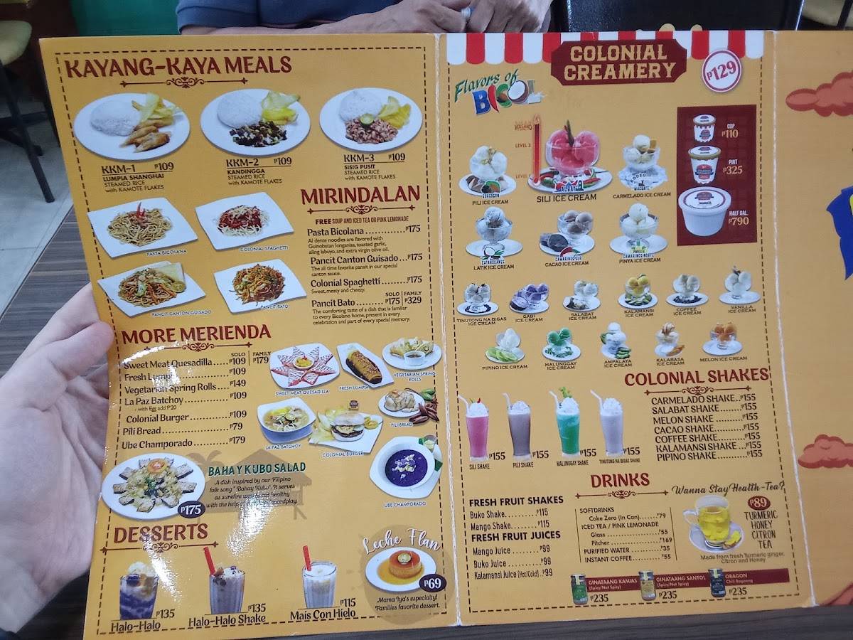 Menu at 1st Colonial Grill restaurant, Legazpi City, 4QW2+62M