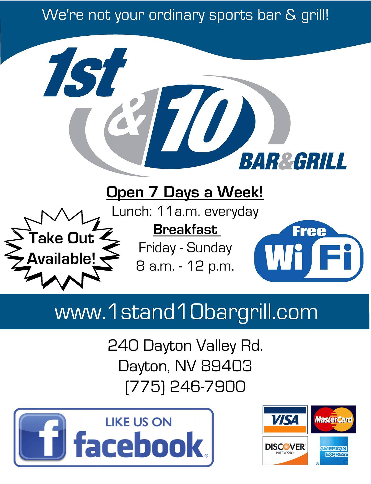 Menu at 1st & 10 Bar and Grill, Dayton