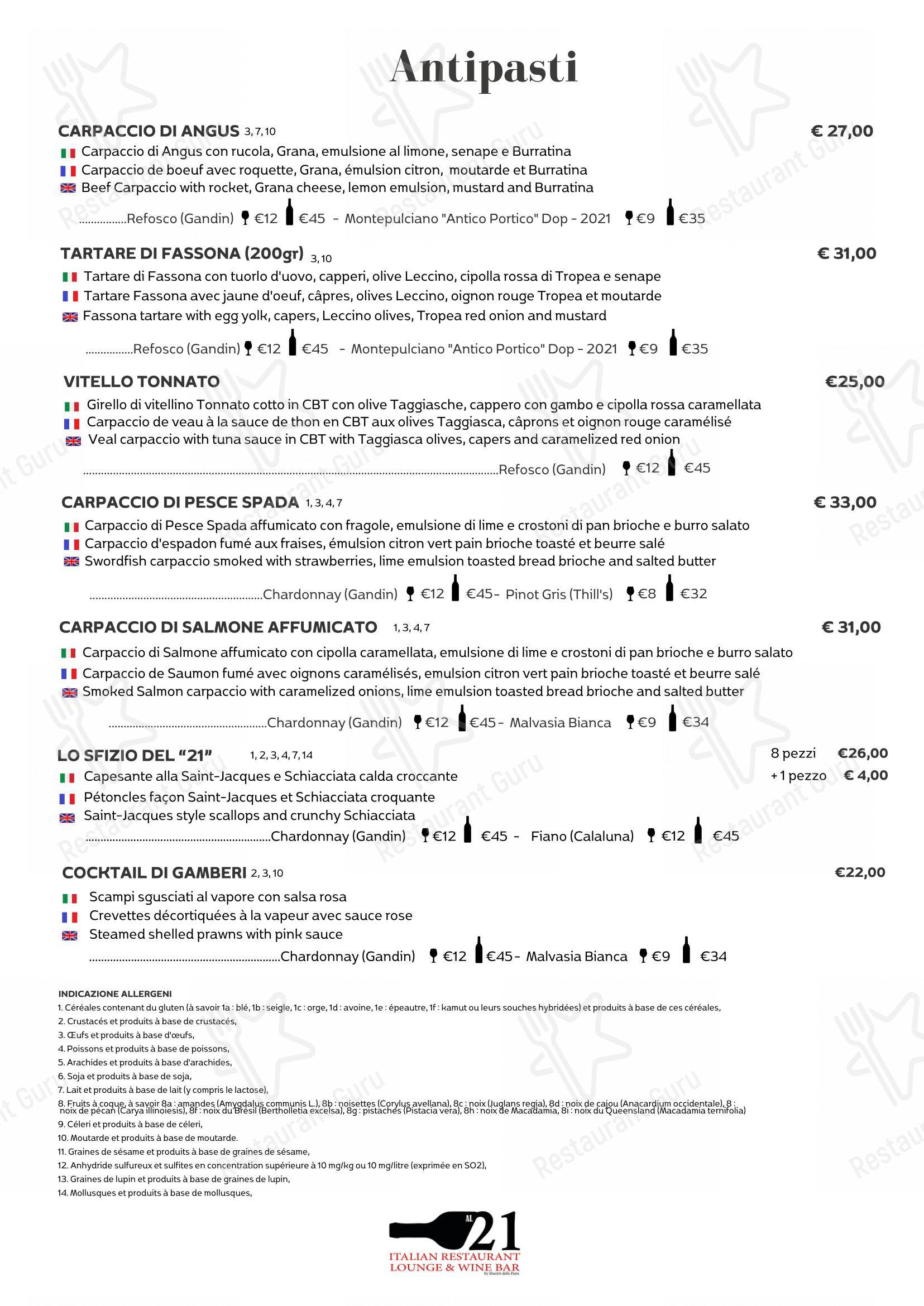 Menu at 21 Restaurant, Bacolod, 21 Lacson St