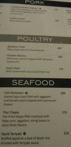 Menu at 21 Restaurant, Bacolod, 21 Lacson St