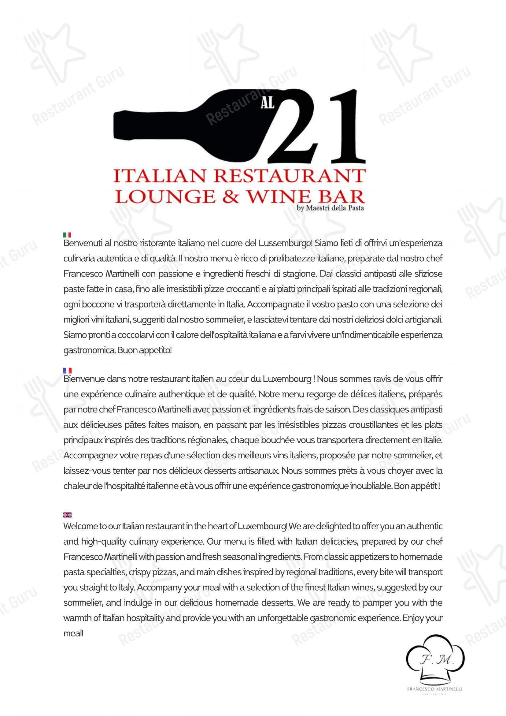 Menu at 21 Restaurant, Bacolod, 21 Lacson St