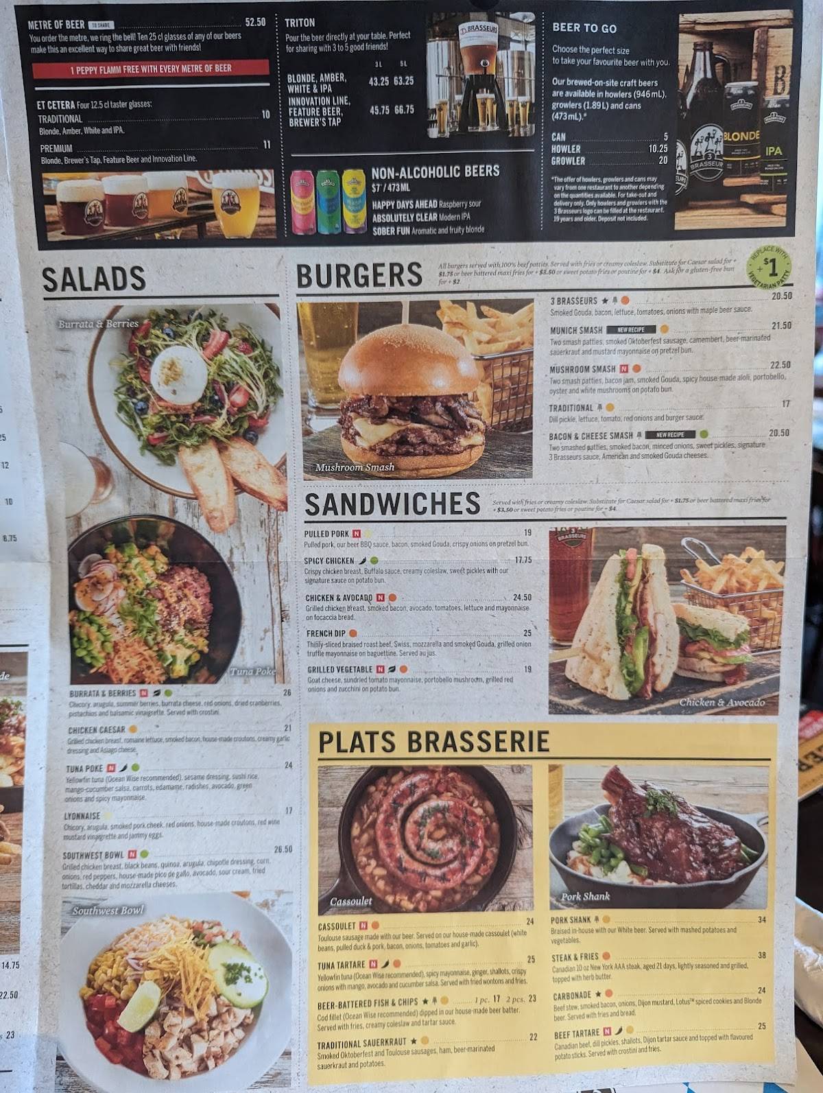 Menu at 3 Brasseurs - Sparks pub & bar, Ottawa, 240 Sparks St. Local C215