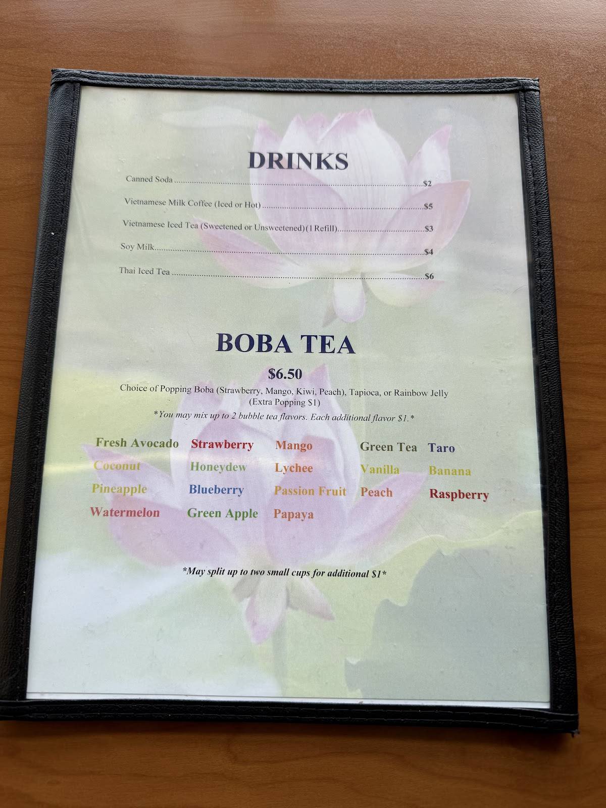 Menu at 4 Sisters Pho restaurant, Bremerton