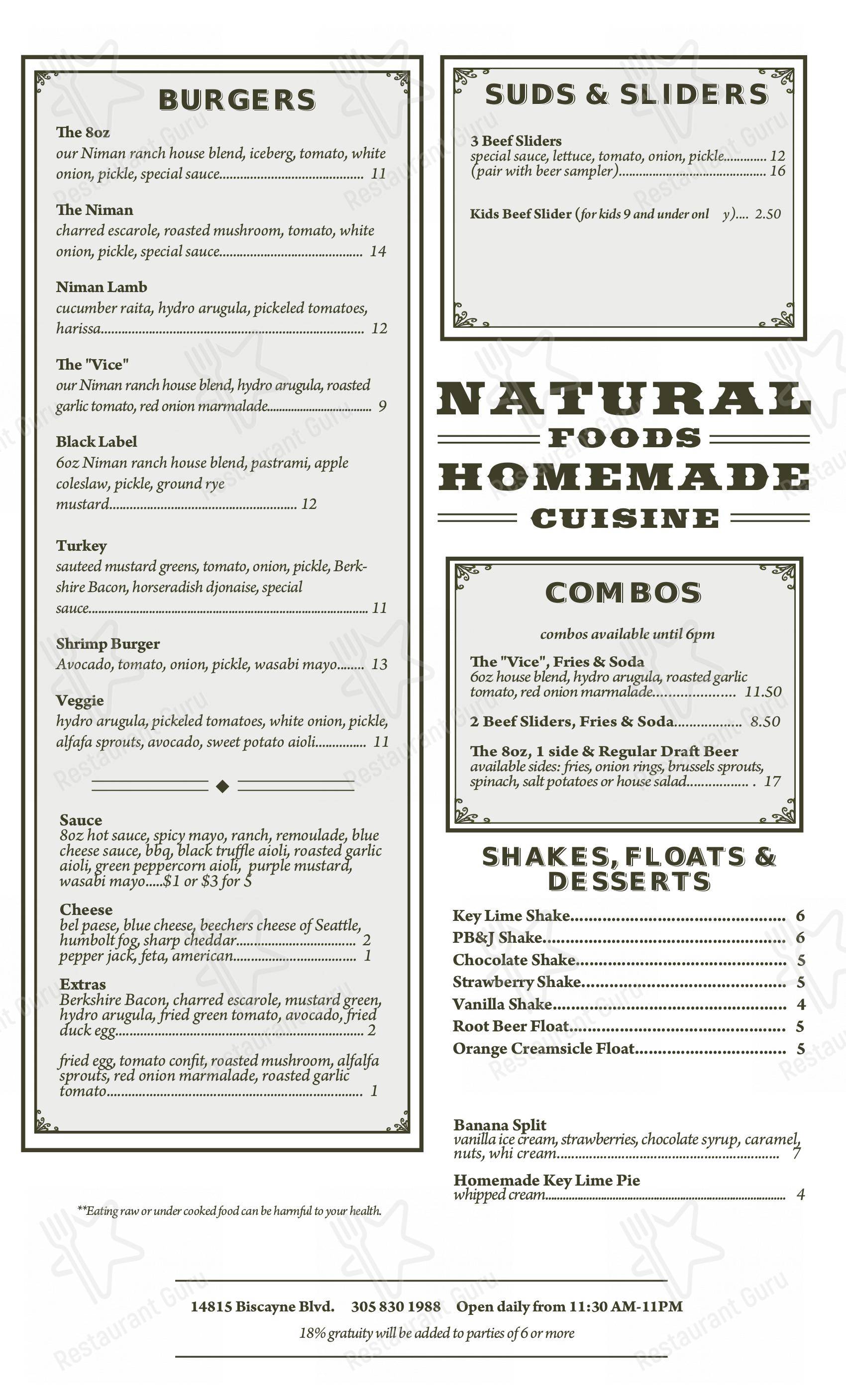 Menu at 8oz Burger & Co pub & bar, Seattle