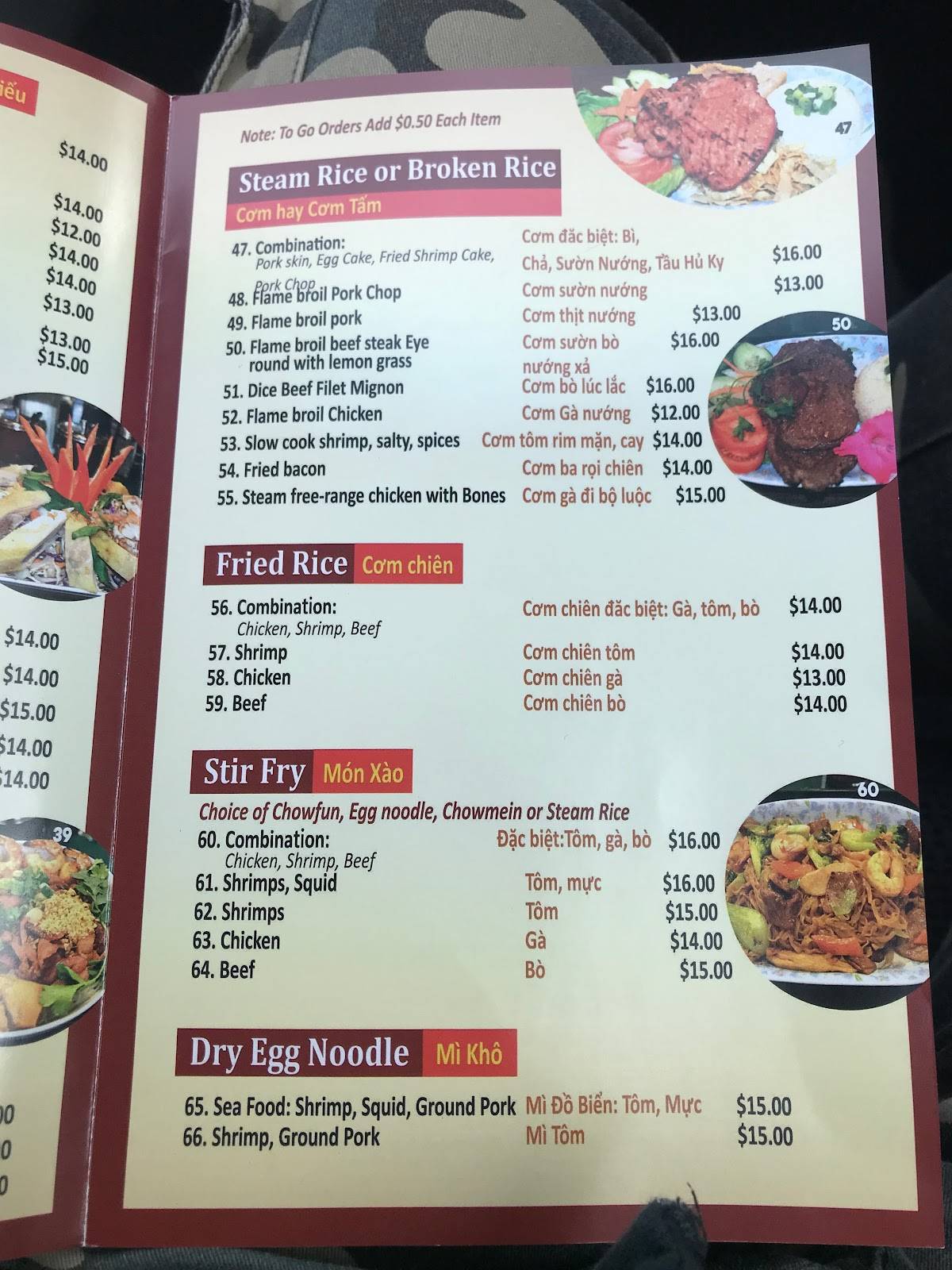 Menu at 999 Phở restaurant, Reno, Kietzke Ln