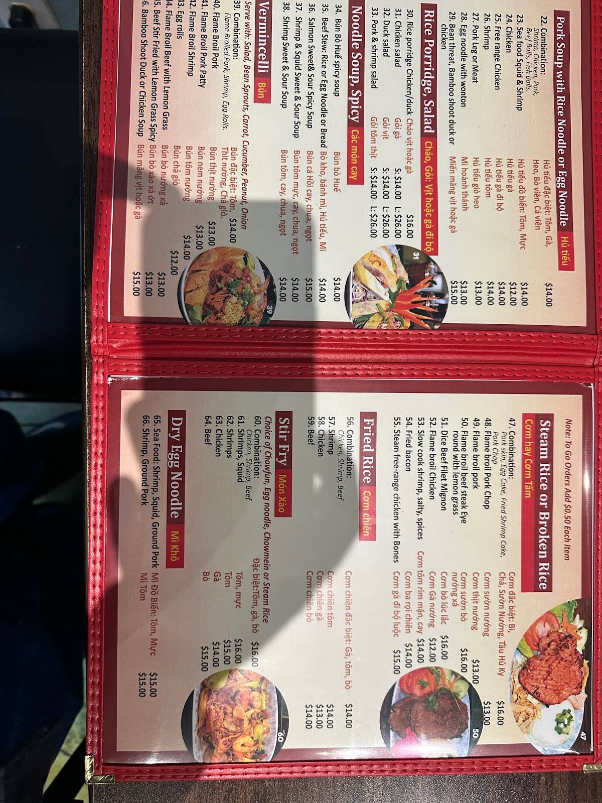 Menu at 999 Phở restaurant, Reno, Kietzke Ln