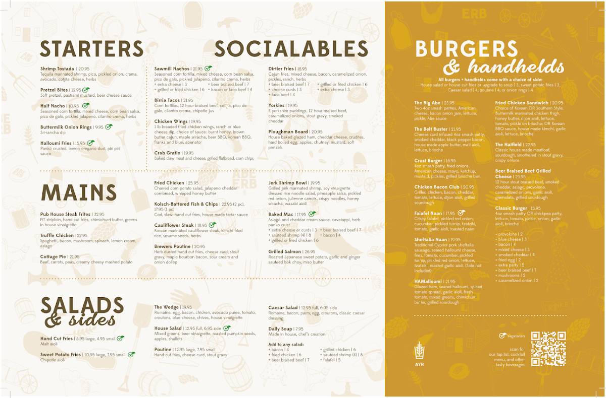 Menu at ABE ERB - Ayr Village pub & bar, Ayr