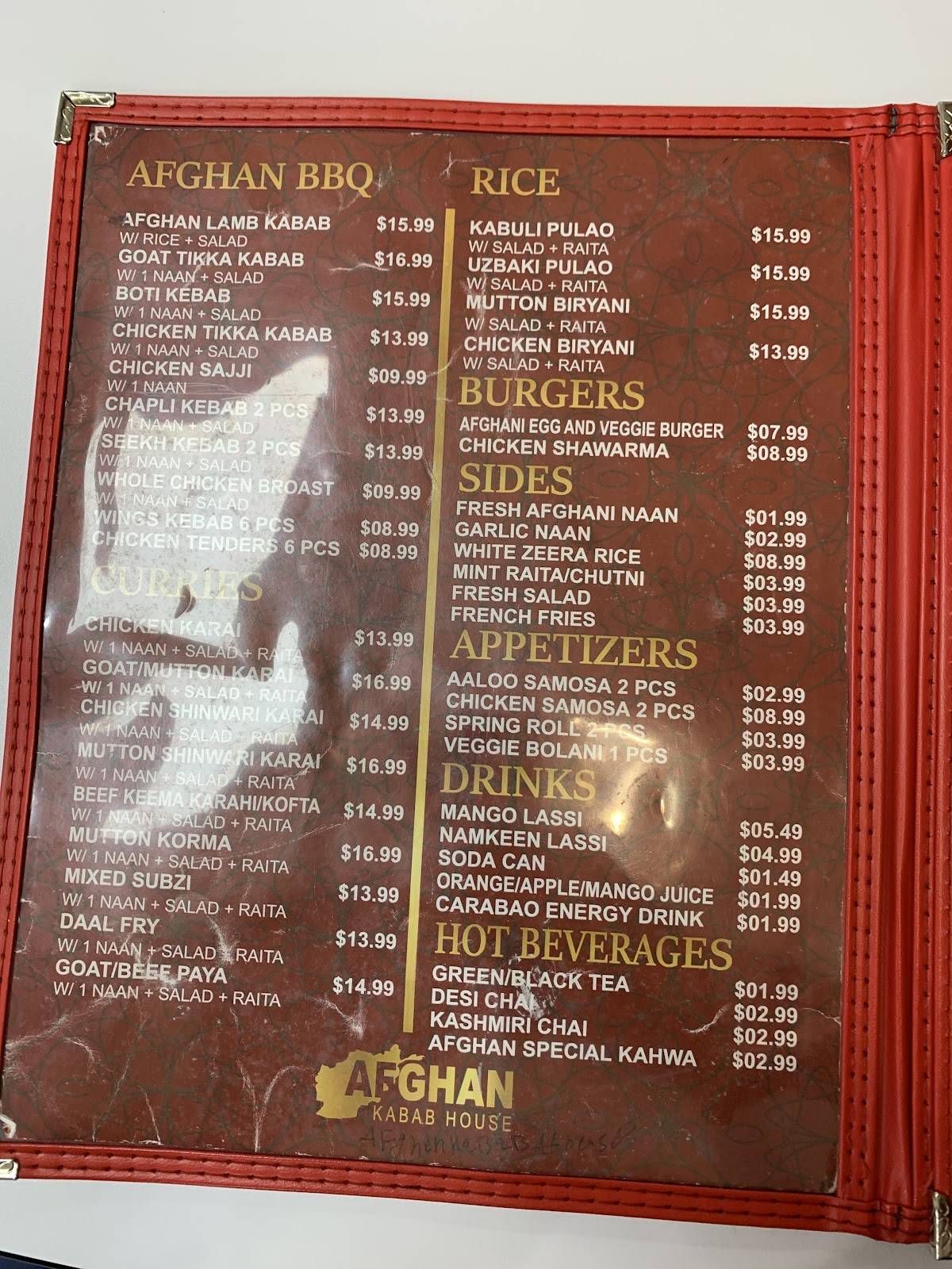 Menu at AFghan Halal Meat & Kabab house restaurant, Fort Worth