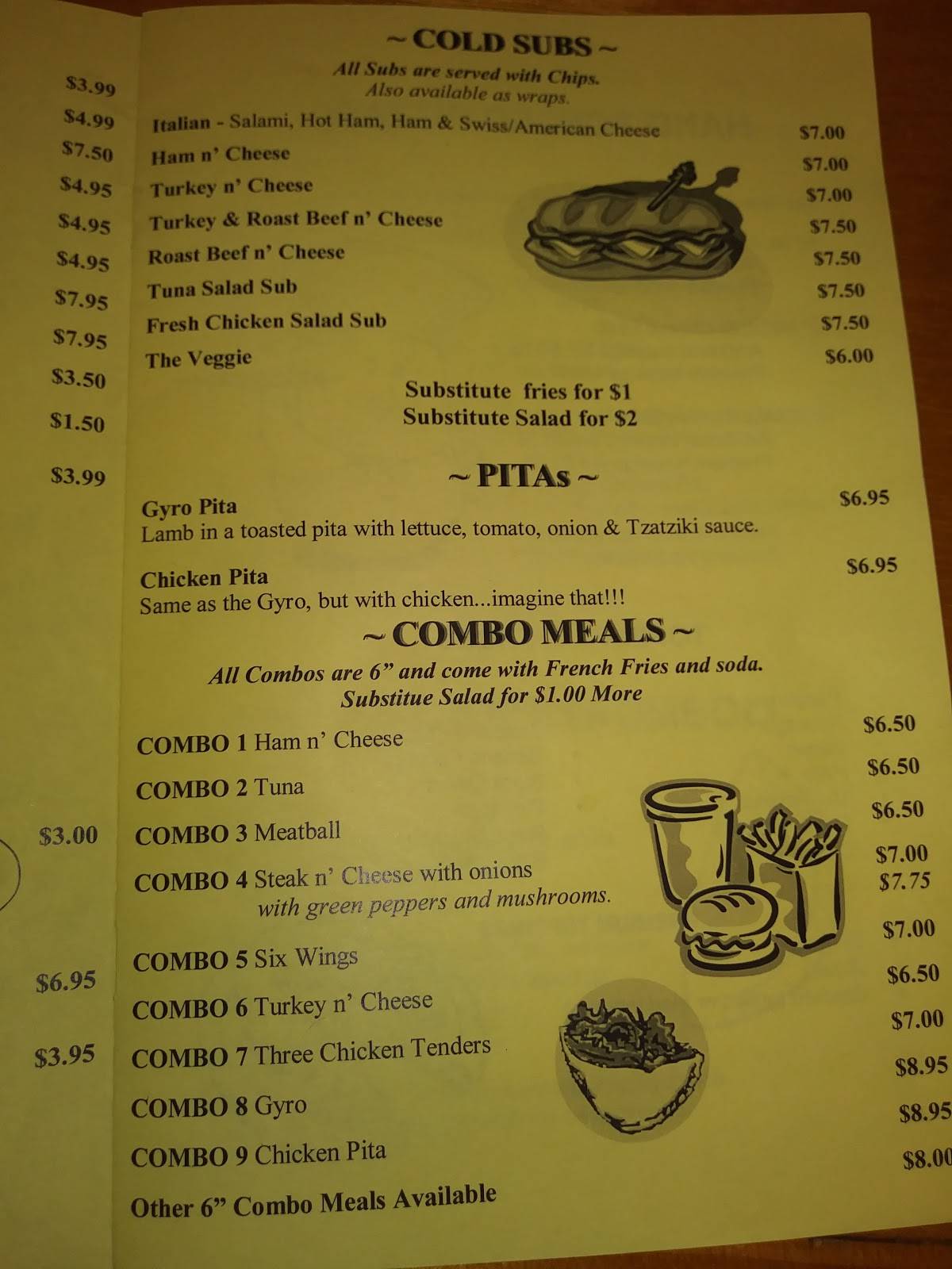 Menu at AJ's Pizza, Subs, and Wings restaurant, Fort Pierce