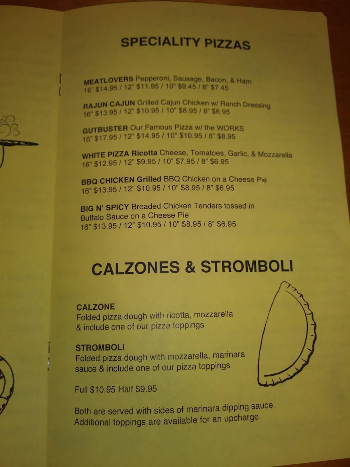 Menu at AJ's Pizza, Subs, and Wings restaurant, Fort Pierce