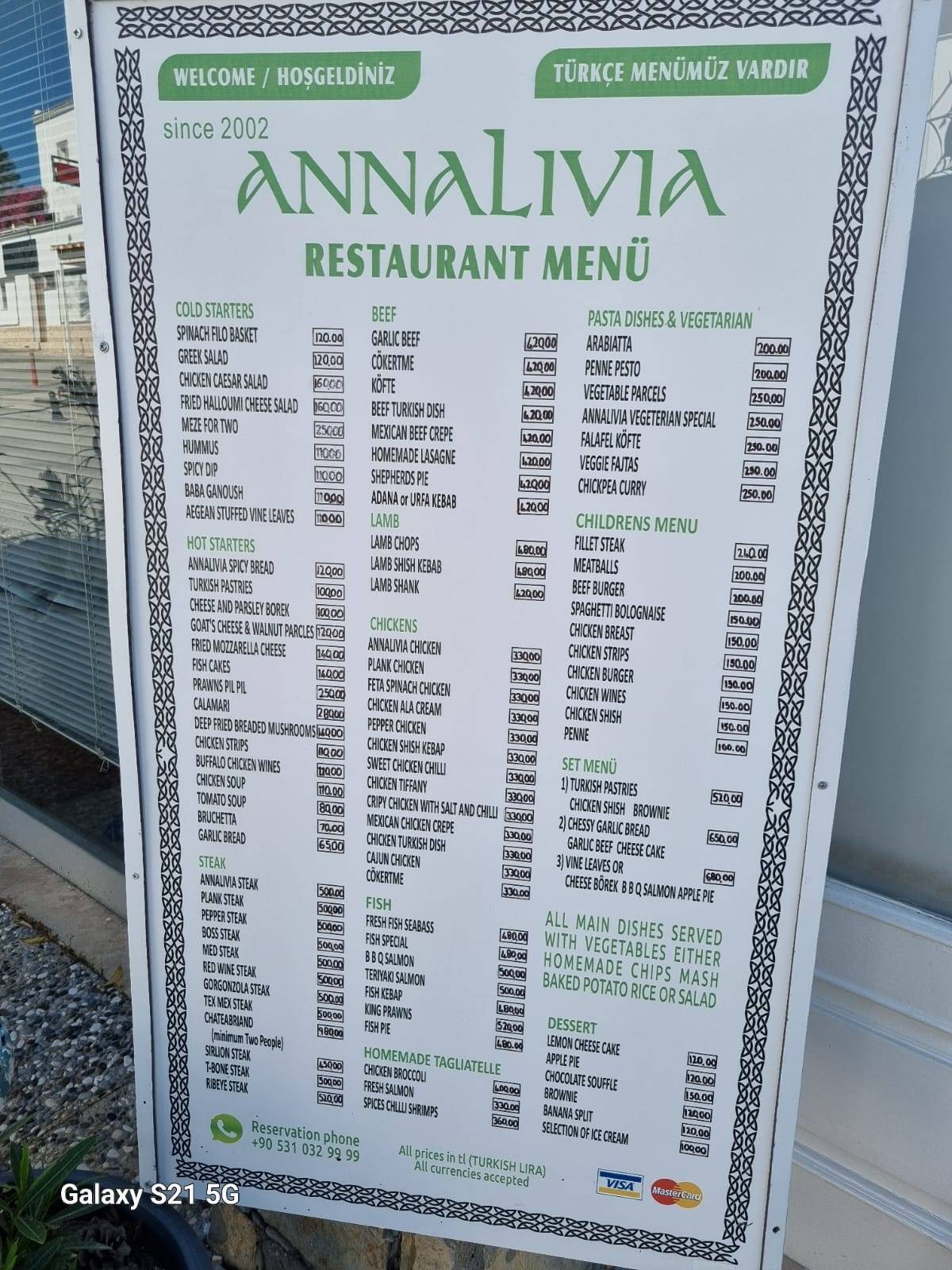 Menu at ANNALIVIA RESTAURANT GUMBET, Bodrum