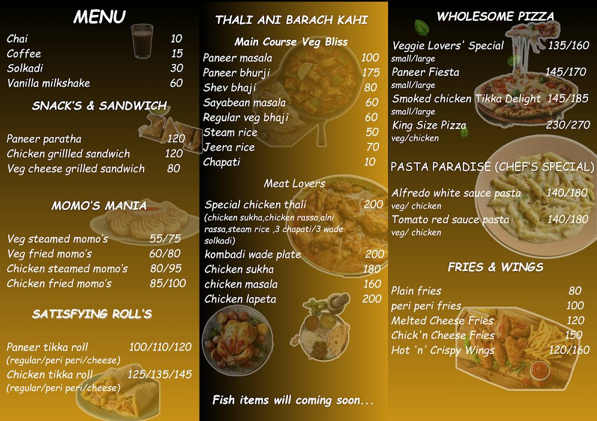 Menu at Aapli Rasoi Best Cafe Best food Chicken Thali Snacks Pizza ...