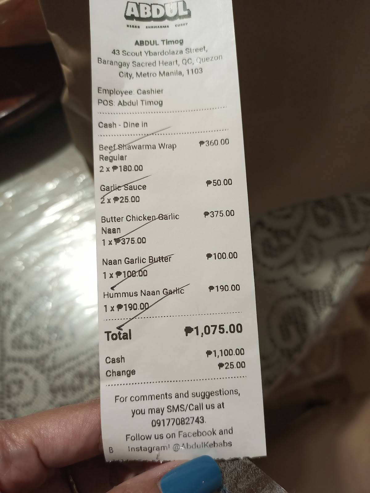 Carta del restaurante Abdul: Kebab, Shawarma, and Curry, Ciudad Quezon