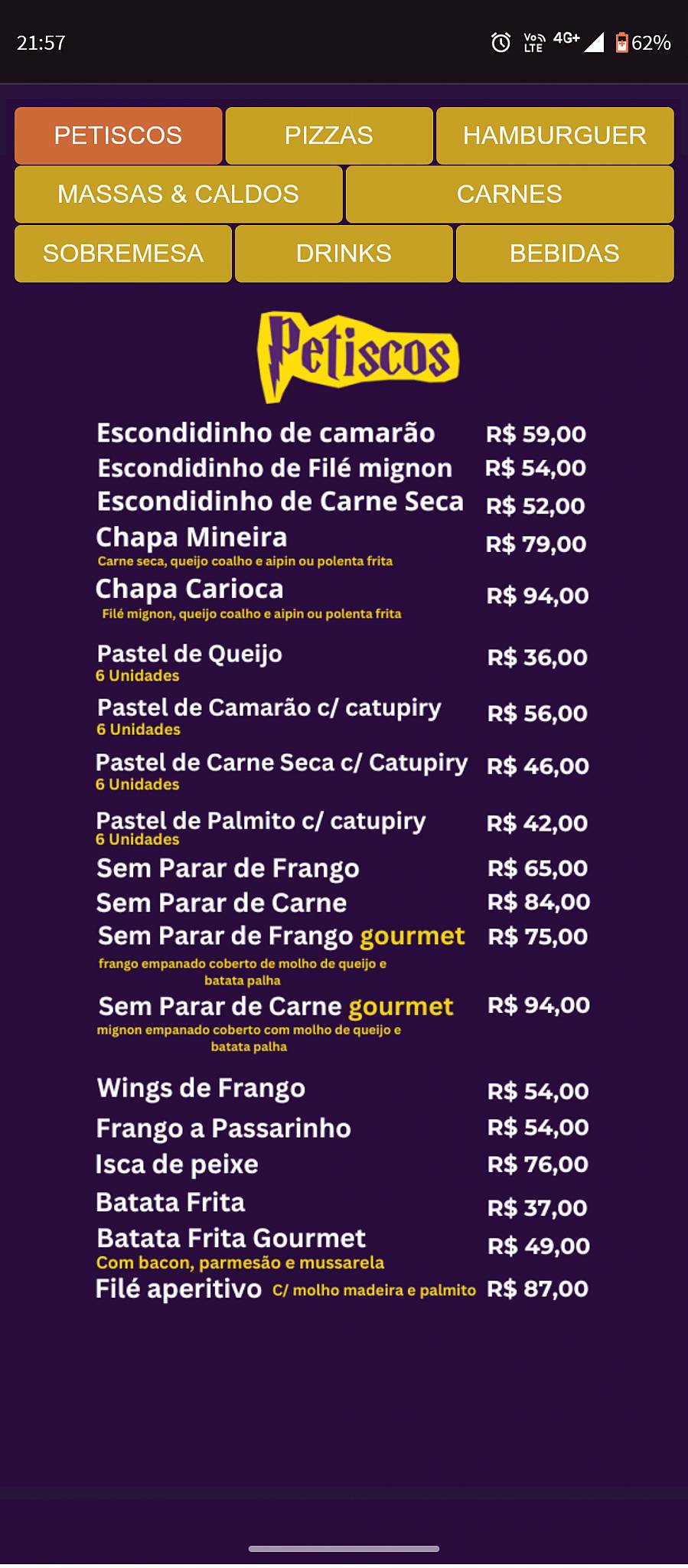 Menu em Abracadabra restaurante, Nova Iguaçu