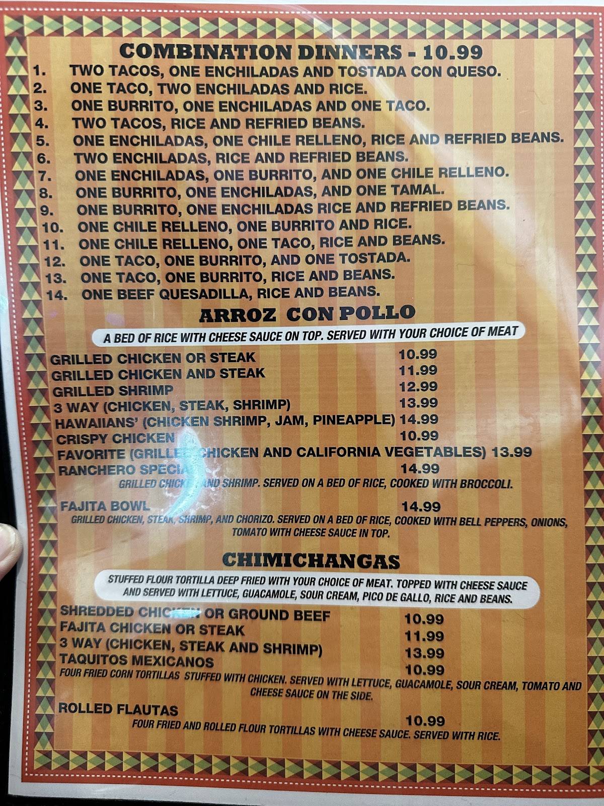 Menu at El Paso Restaurant, Ackerman