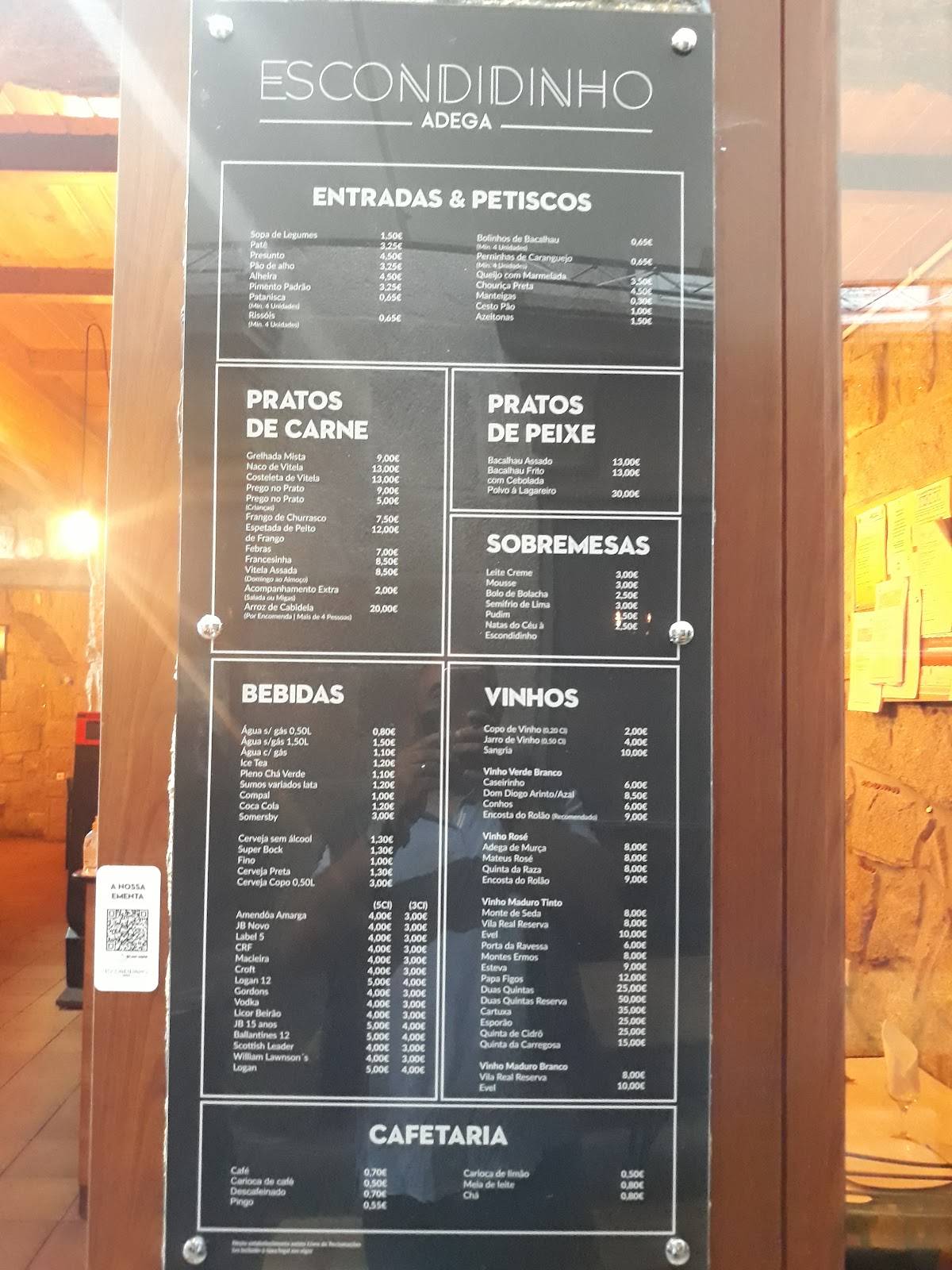 Menu em Adega Regional Escondidinho restaurante, Mondim de Basto
