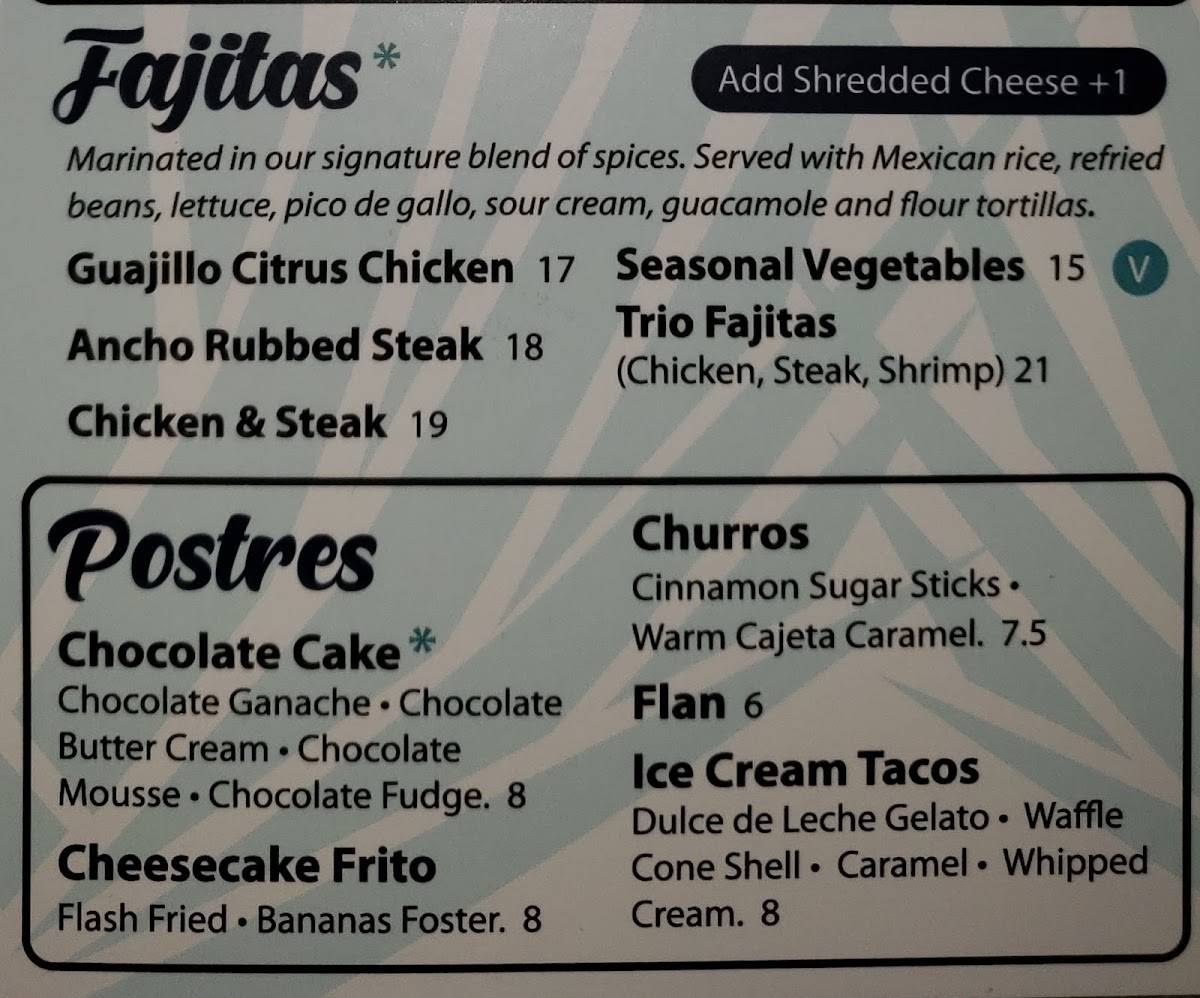 Menu at Agave Azul Kirkman restaurant, Orlando