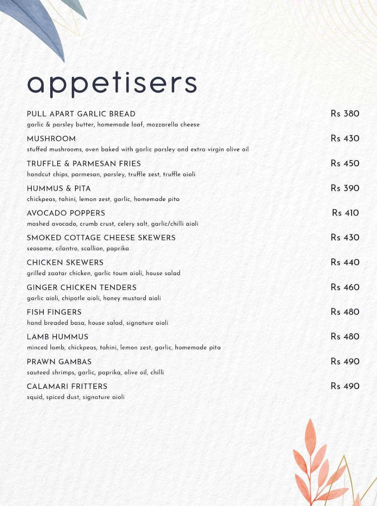 Menu at Aioli Bistro, New Delhi