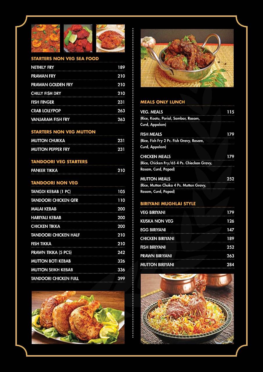 Menu at Akar Imperial Restaurant, Chennai