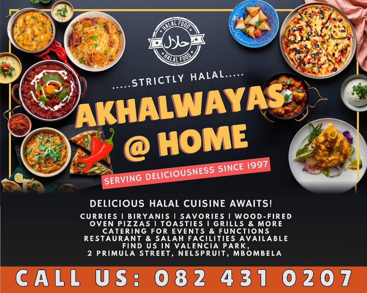 Menu at Akhalwayas Foods restaurant, Nelspruit