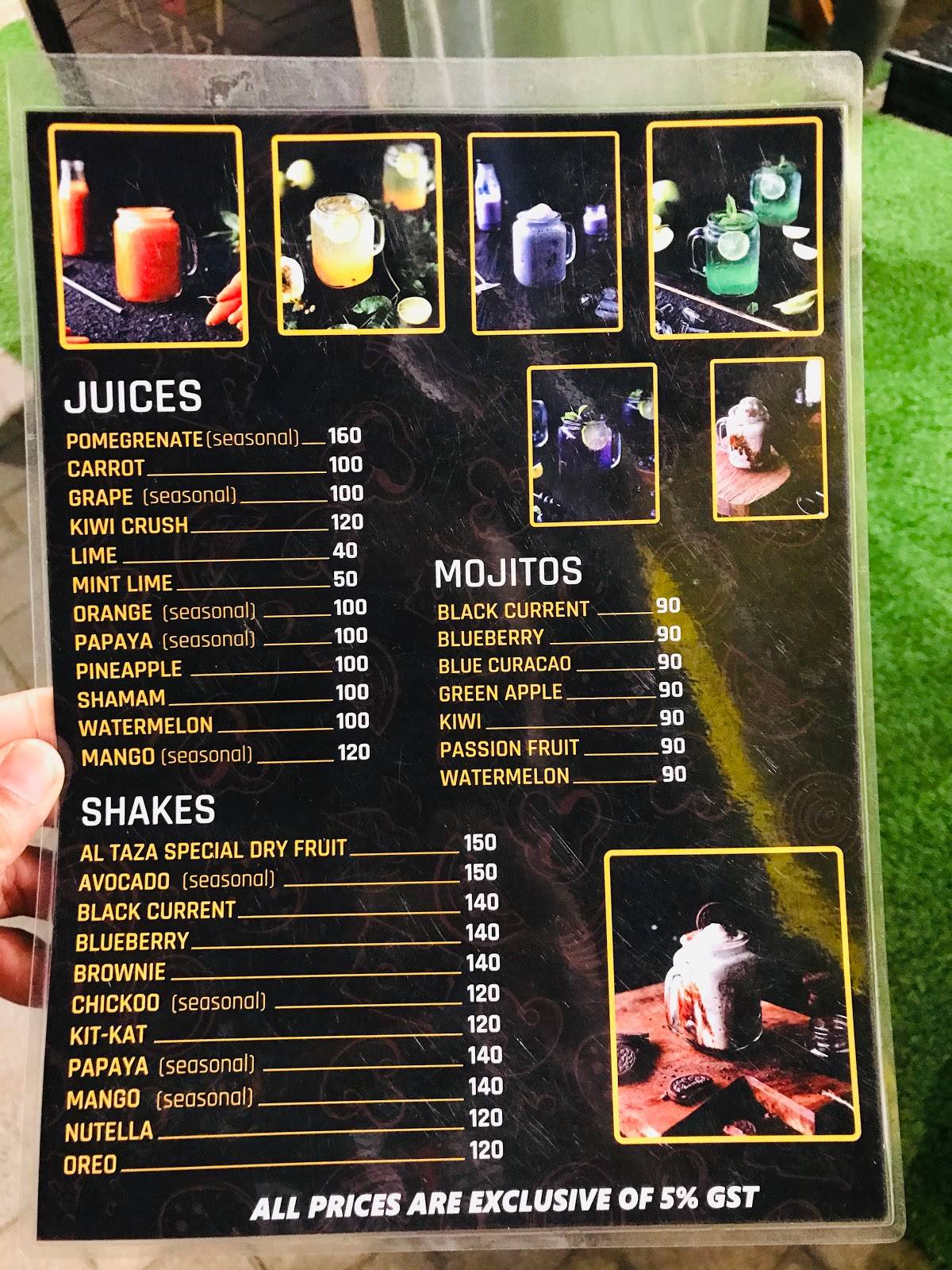 Menu at Al Taza - Kozhikode, Kozhikode