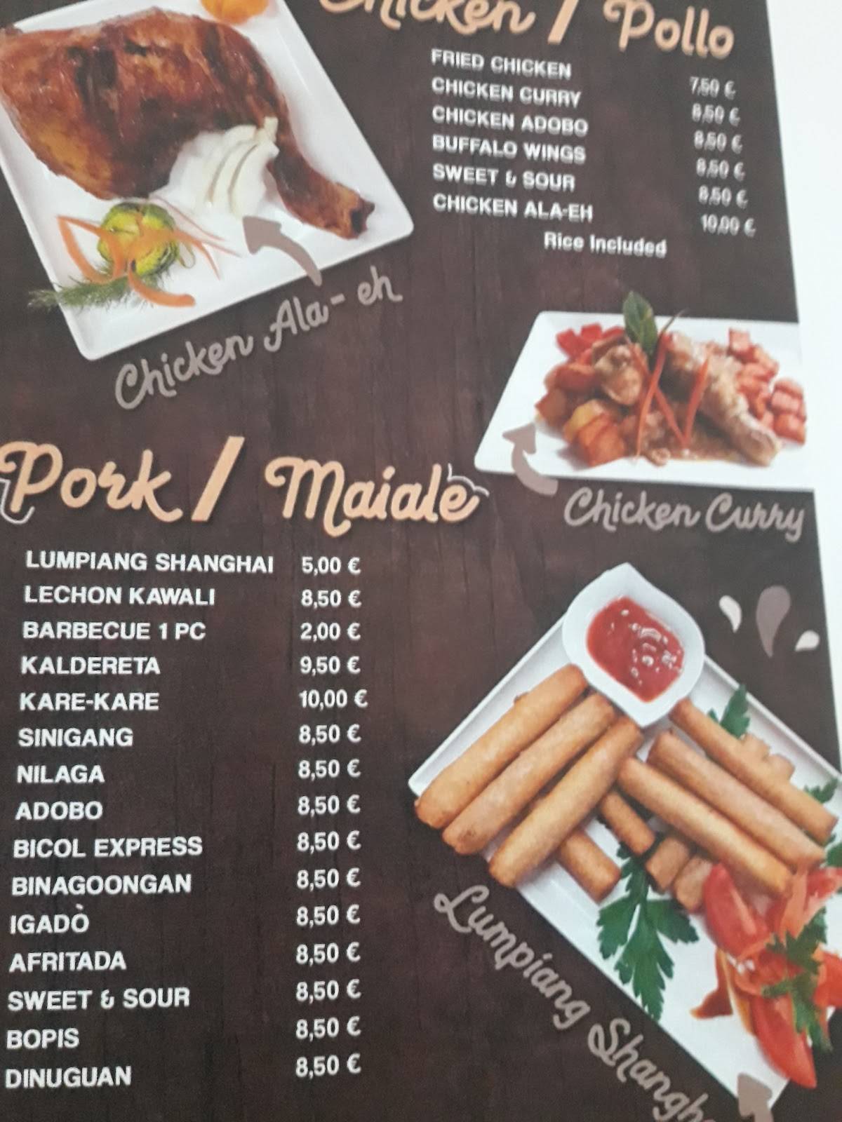 Menu da Ala-eh filipino resto-bar, Roma
