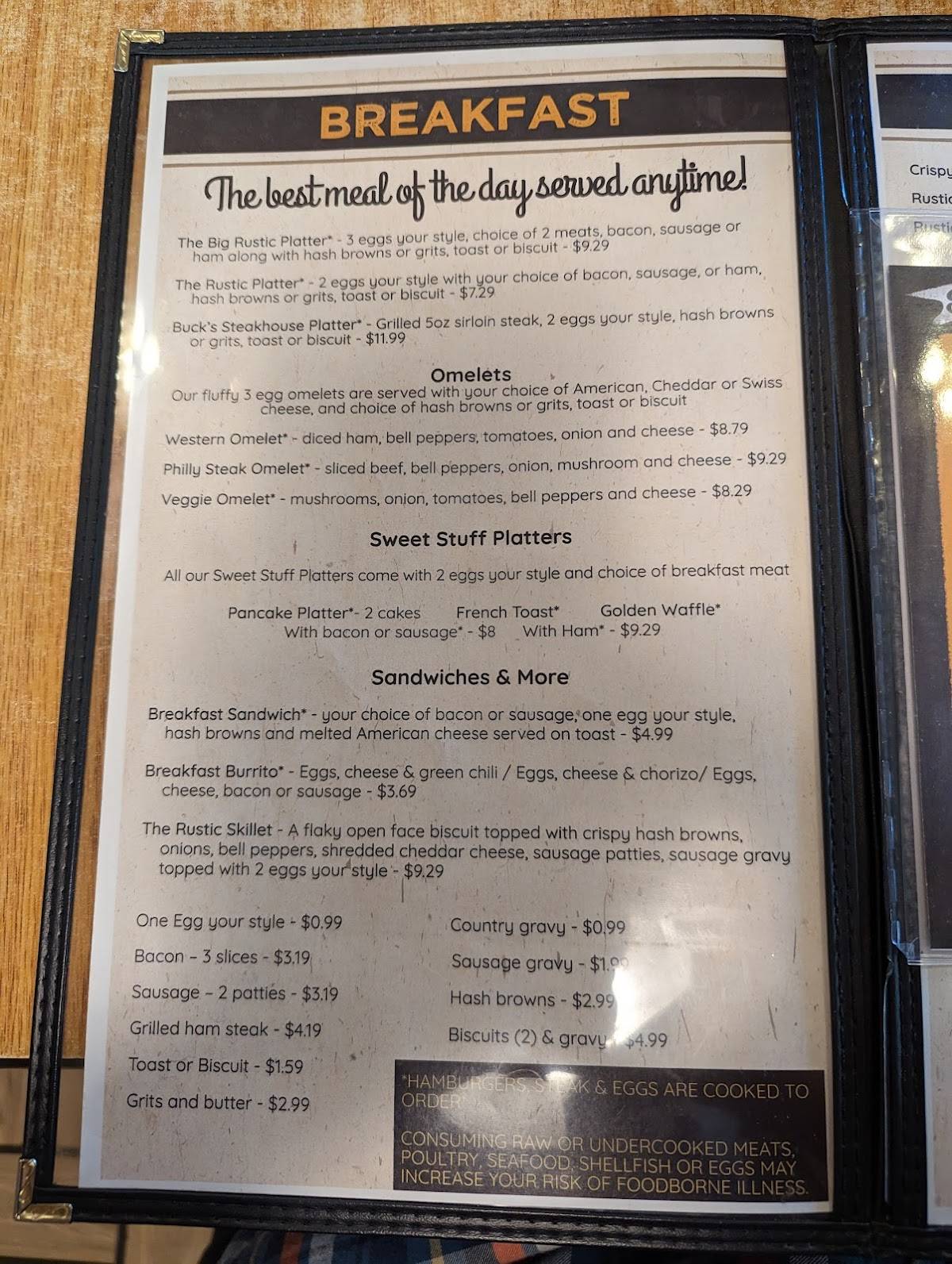 Menu at Rustic Café cafe, Alamogordo