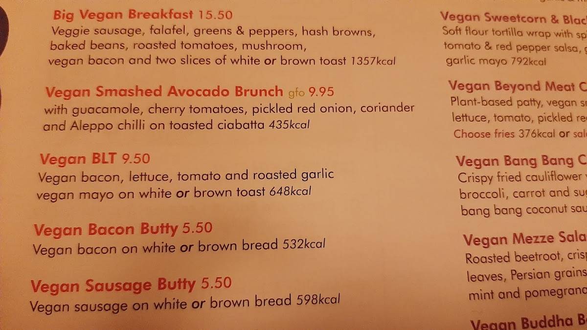 Menu at Albero Lounge restaurant, Bedford