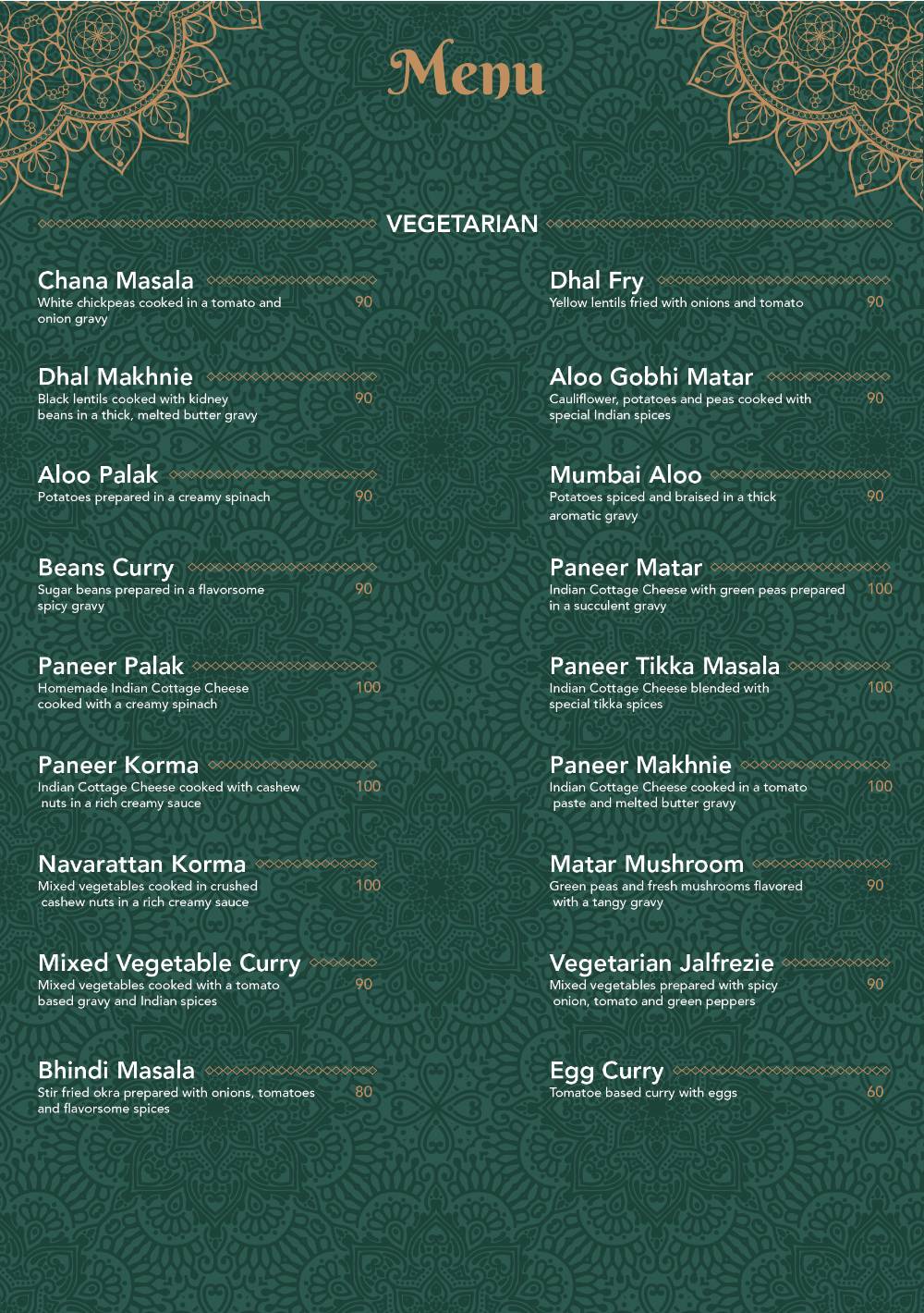 Menu at Baluchi Restaurant, Sandton