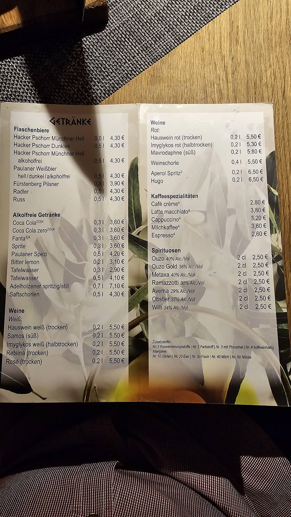 Speisekarte von Alekos restaurant, Garmisch-Partenkirchen