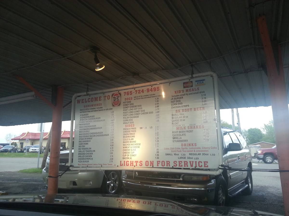 Menu at B & K Root Beer restaurant, Alexandria