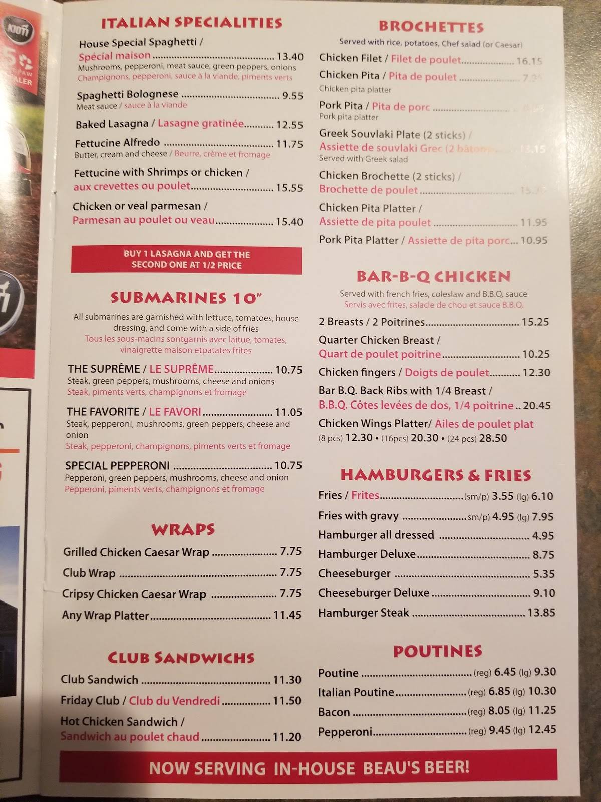 Menu at Alexandria Restaurant Pizza, Alexandria