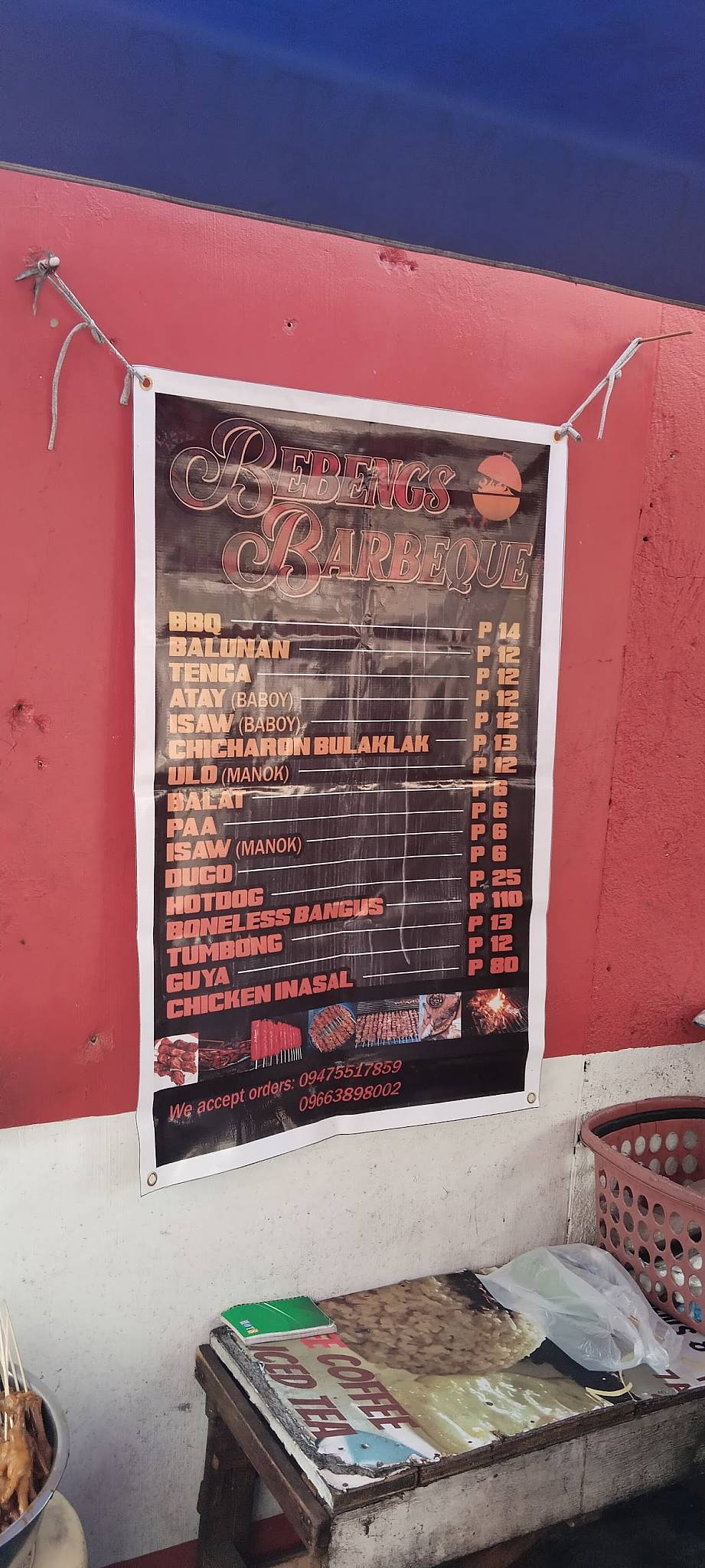 Menu at Aling Bebeng's BBQ, Makati