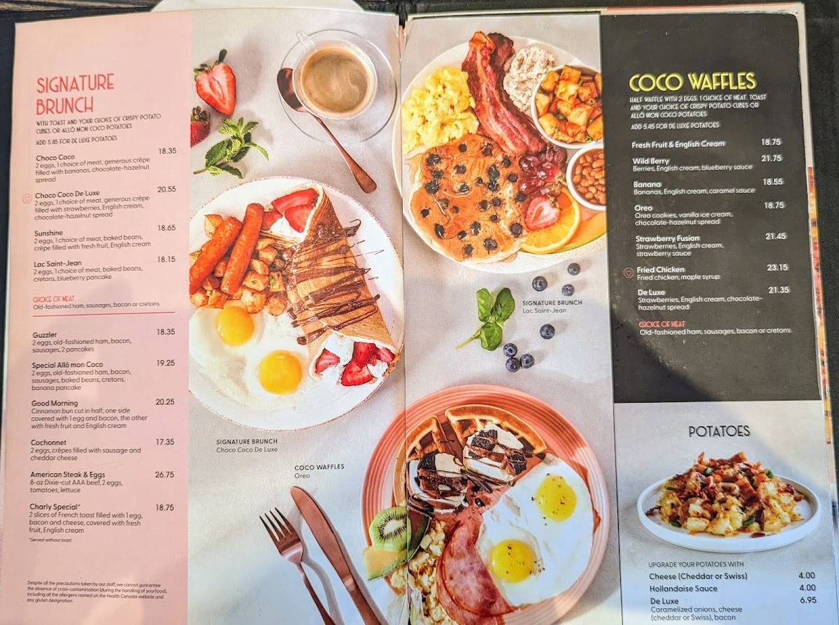 Menu at Allô mon Coco College Square restaurant, Ottawa, Woodroffe Ave