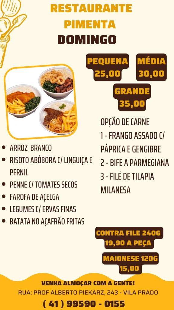Menu at Pimenta Restaurante e Petiscaria, Almirante Tamandaré