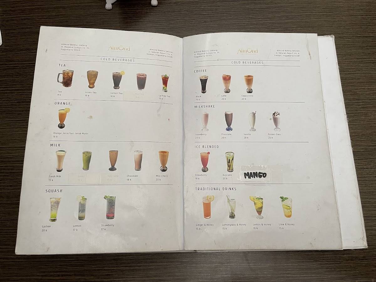 Menu at Almond Bakery & Resto, Yogyakarta, Jl. Mayjend Sutoyo No.91