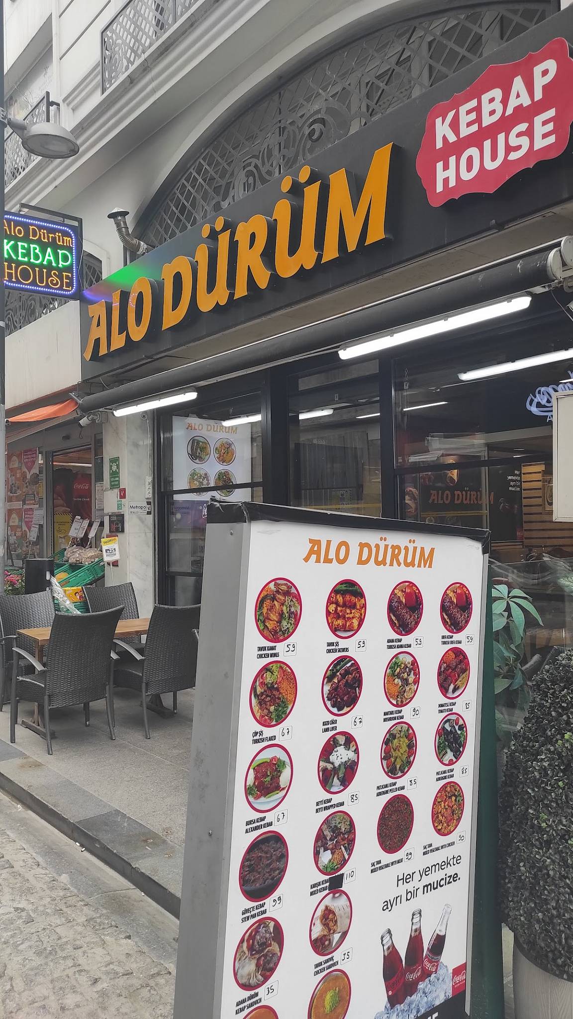 Menu at Alo Durum, Istanbul