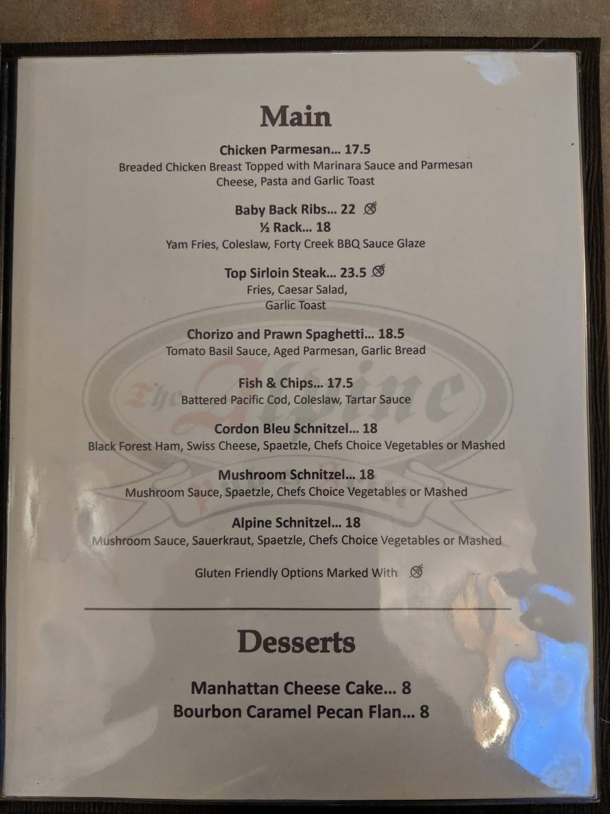 Menu at Alpine Pub & Grill, Prince George